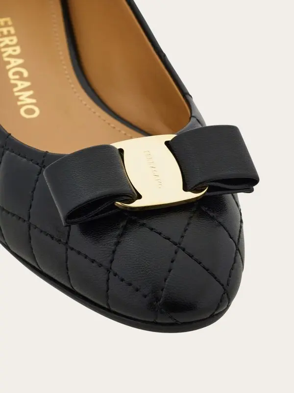 FERRAGAMO Quilted Ballet Flats With Vara Bow Detail