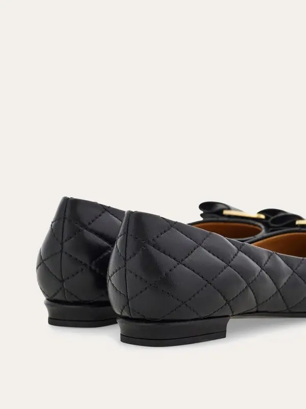FERRAGAMO Quilted Ballet Flats With Vara Bow Detail