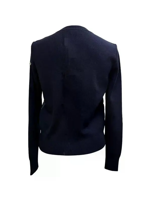 Moncler Navy Wool Quilted Panel Zip-up Cardigan