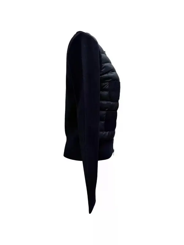 Moncler Navy Wool Quilted Panel Zip-up Cardigan