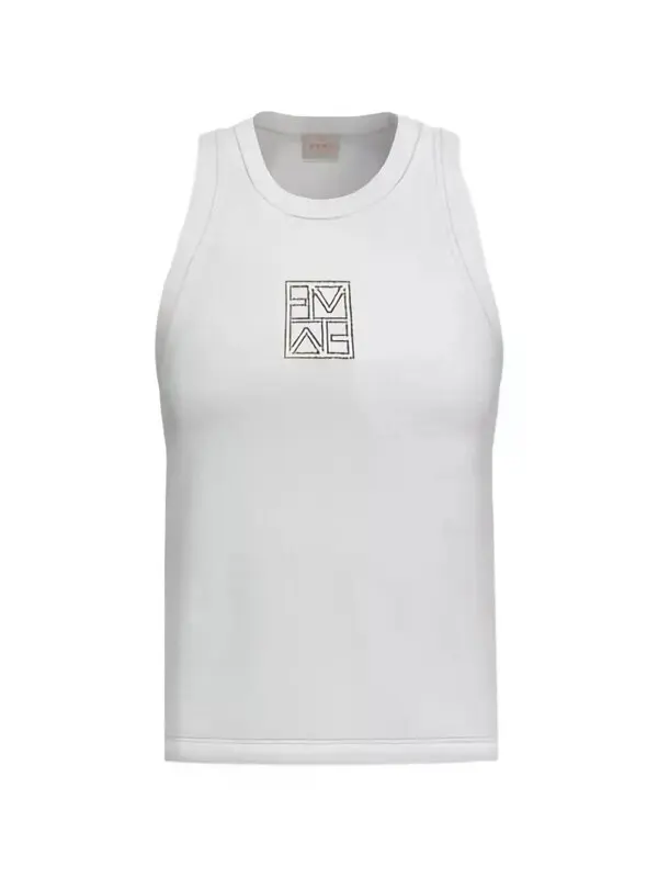 Marella Ribbed Logo Print Sleeveless Top