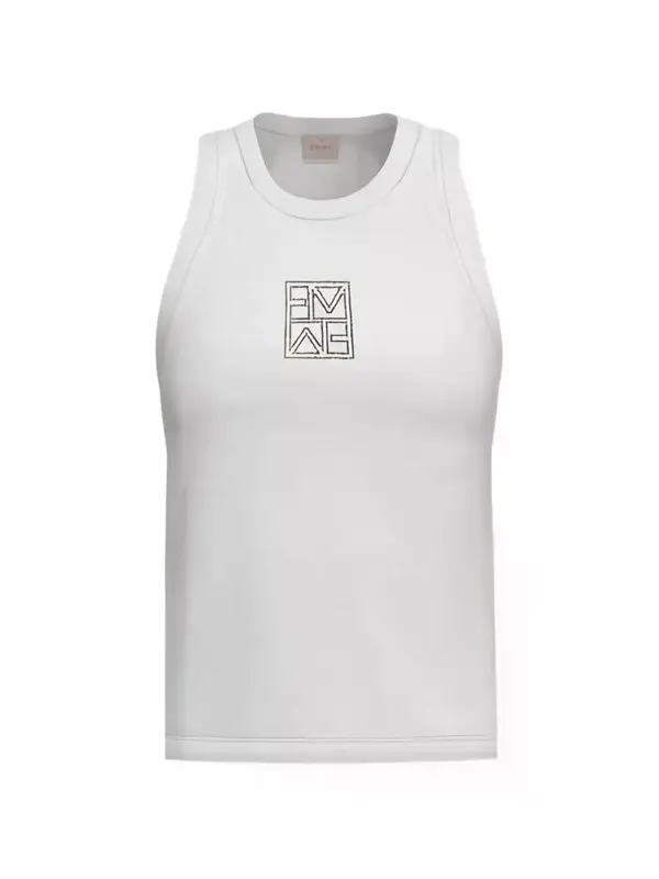 Marella Ribbed Logo Print Sleeveless Top