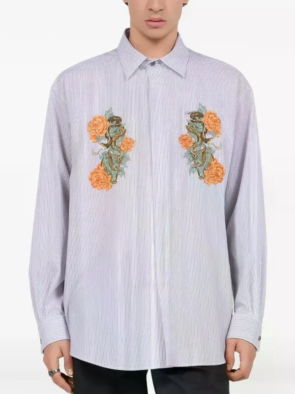 Roberto Cavalli Embroidered-detail Stripe Shirt