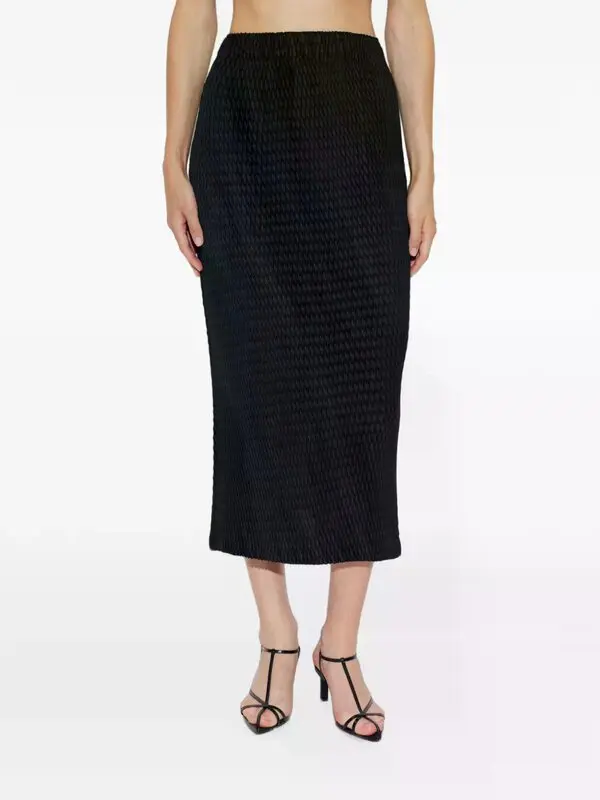 Issey Miyake Pleated Effect Side Slit Midi Skirt