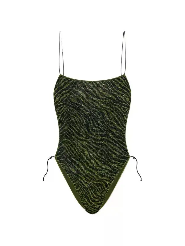 Oseree Zebra Print Lurex One-piece Swimsuit