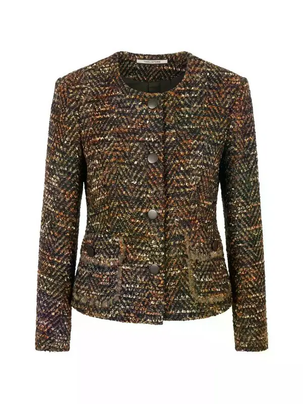 Tagliatore Kerry Bouclé-knit Chevron-pattern Jacket