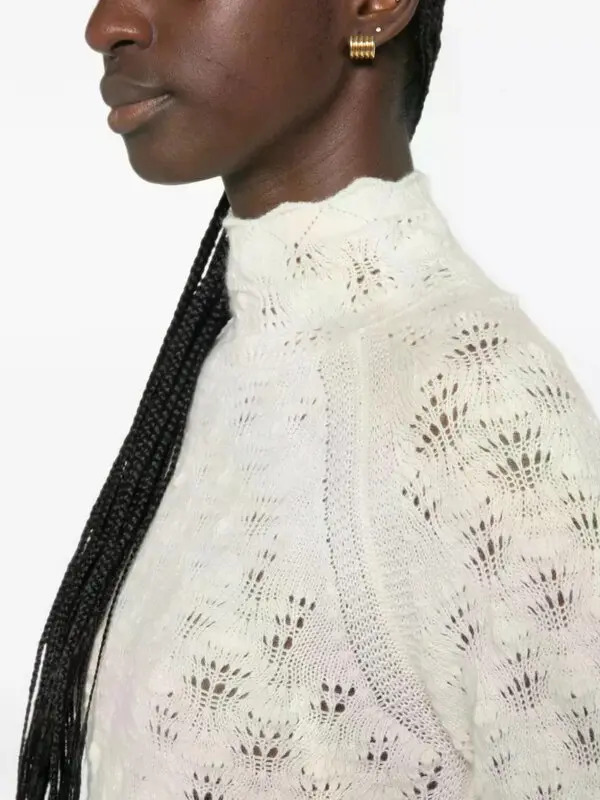 Ermanno Scervino Pointelle-knit High-neck Sweater