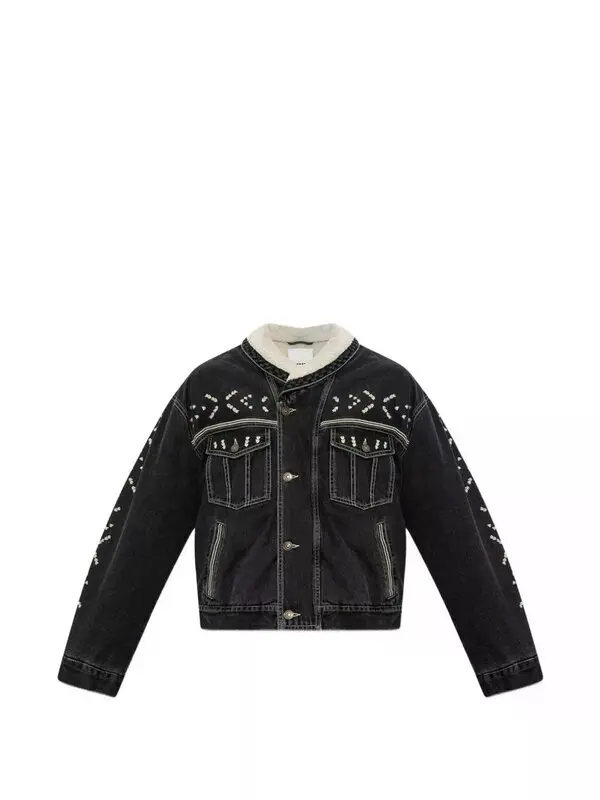 MARANT Jackson Embroidered Denim Jacket With Shearling Collar