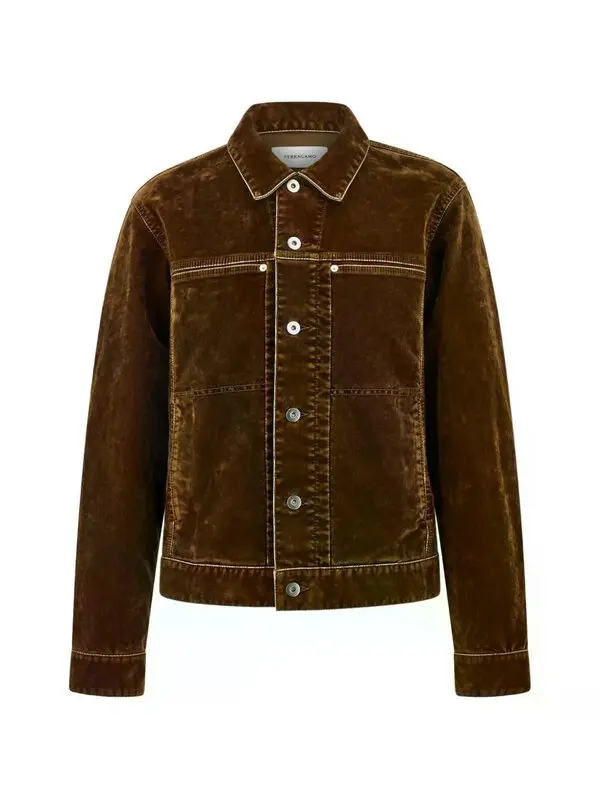 FERRAGAMO Utility Blouson In Washed Flocked Velvety Cotton