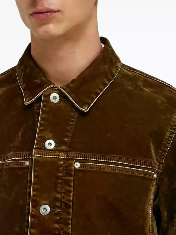 FERRAGAMO Utility Blouson In Washed Flocked Velvety Cotton - Brown