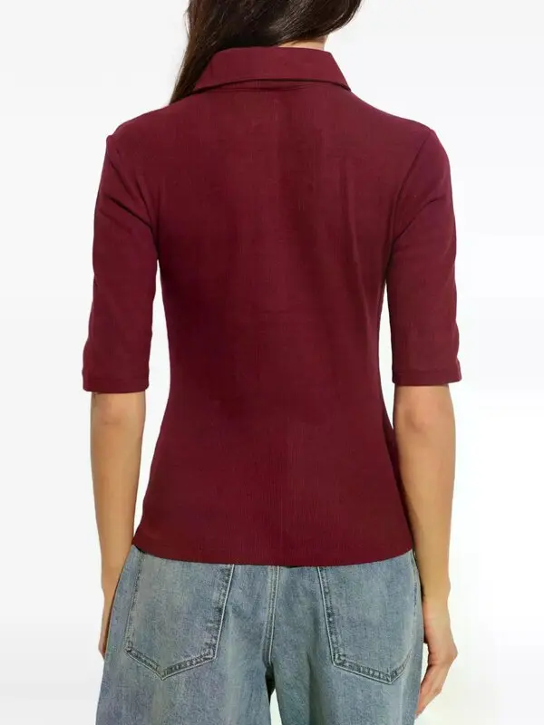 GESTUZ Ribbed-knit Polo Shirt - Red