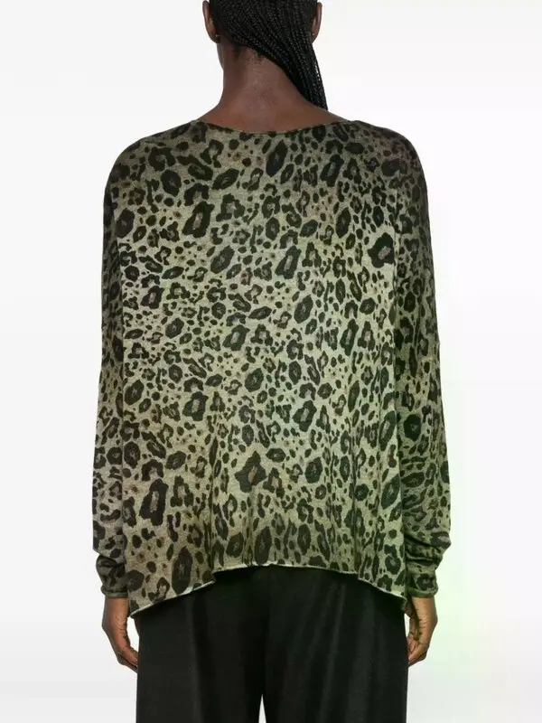 Avant Toi Leopard Print Crew Neck Sweater