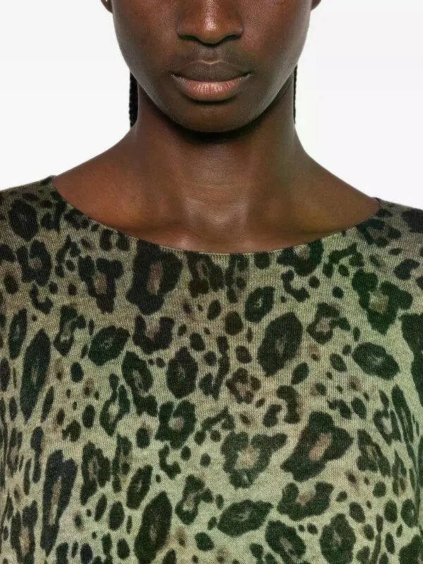 Avant Toi Leopard Print Crew Neck Sweater