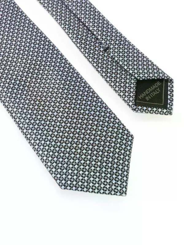 Brioni Geometric-print Silk Tie - Blue