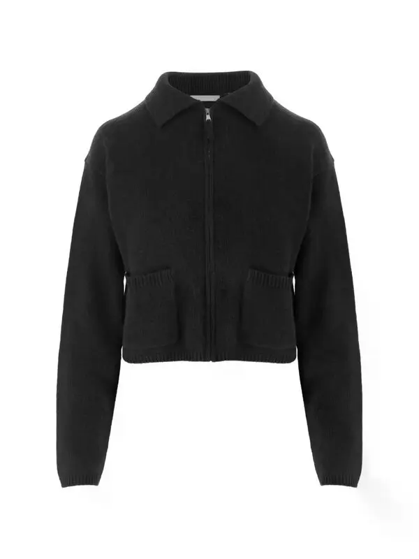 ALLUDE Zip-up Collared Cardigan