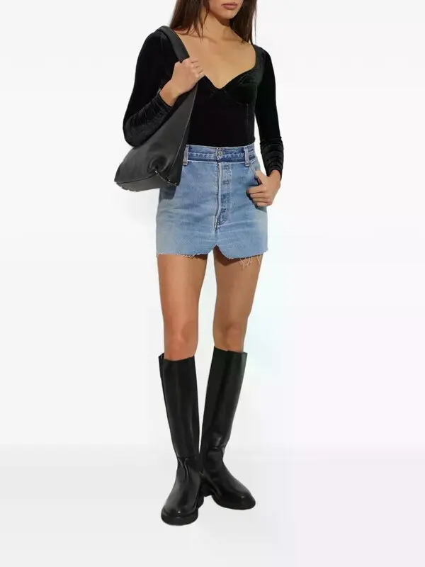 Vetements Faded Effect Raw-cut Mini Skirt