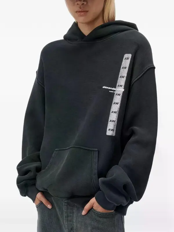 Alexander Wang Graphic Print Pouch Pocket Hoodie