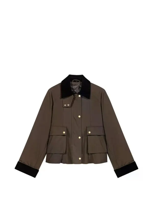 Maje Corduroy-trim Press-stud Jacket - Brown