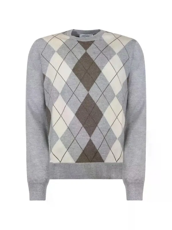 GRAN SASSO Argyle-knit Crew-neck Sweater