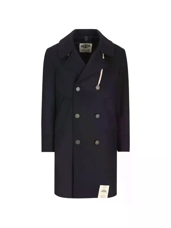 CAMPLIN Double-breasted Logo-button Coat - Blue