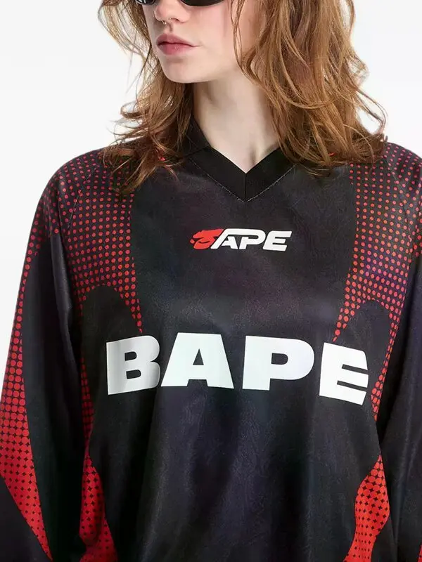A BATHING APE Ape Flame Monogram-jacquard Football Jersey