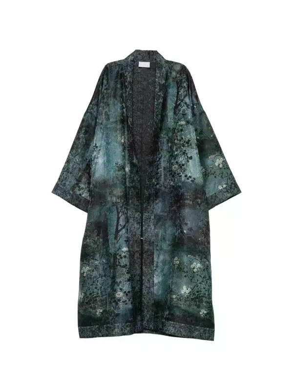 PIERRE-LOUIS MASCIA Floral Print Silk Kimono - Blue