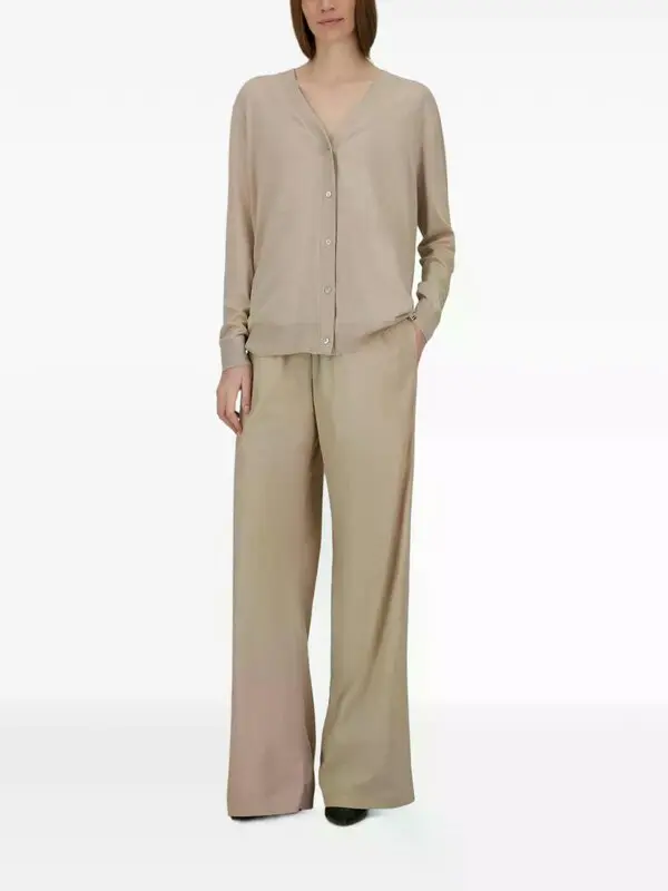 Herno Ribbed-knit V-neck Cardigan - Neutrals