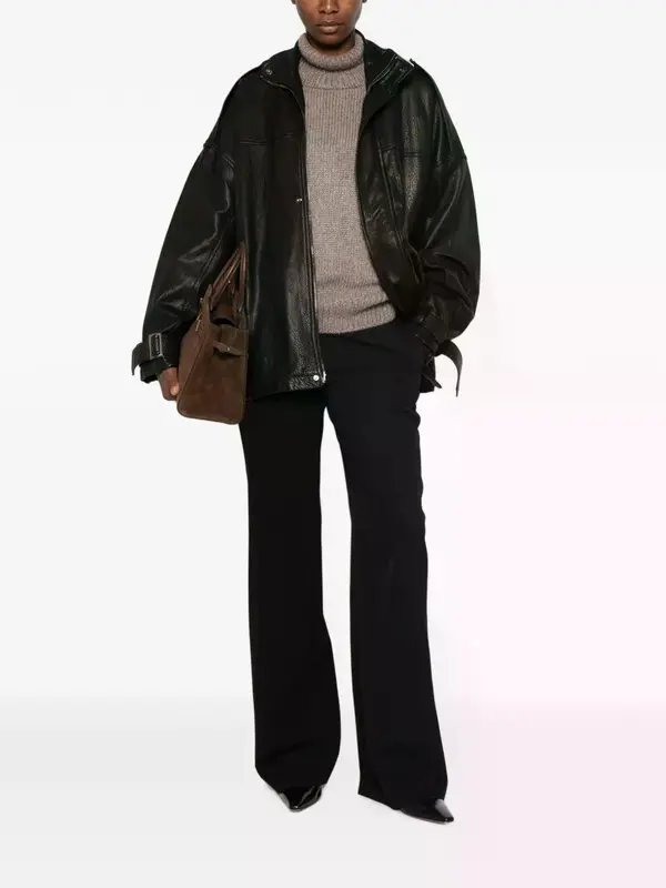 GIORGIO BRATO Buckled-cuff Leather Coat