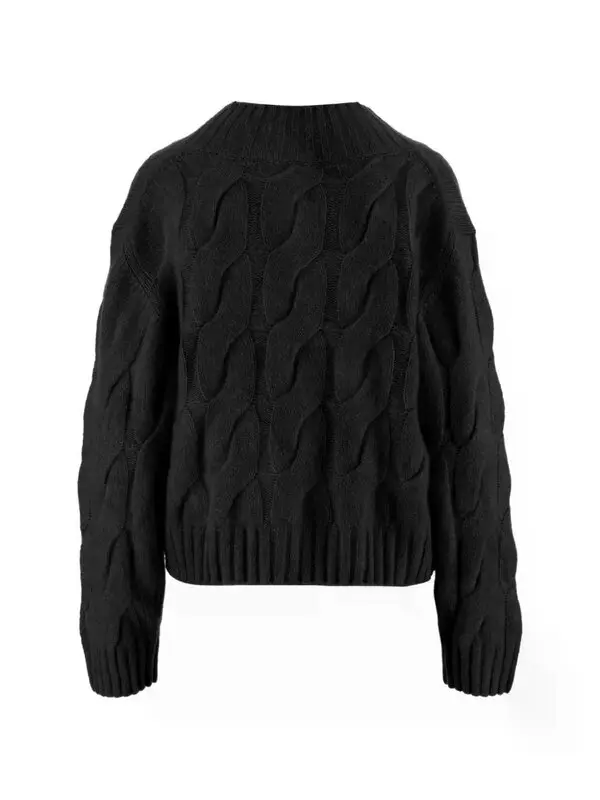 ALLUDE Cable Knit V-neck Sweater