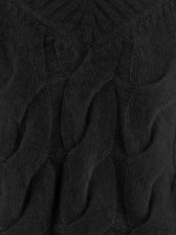 ALLUDE Cable Knit V-neck Sweater