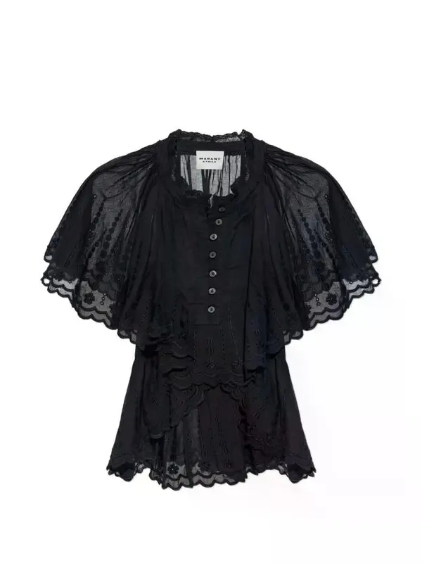 MARANT ETOILE Lorna Broderie-anglaise Cape Top - Black