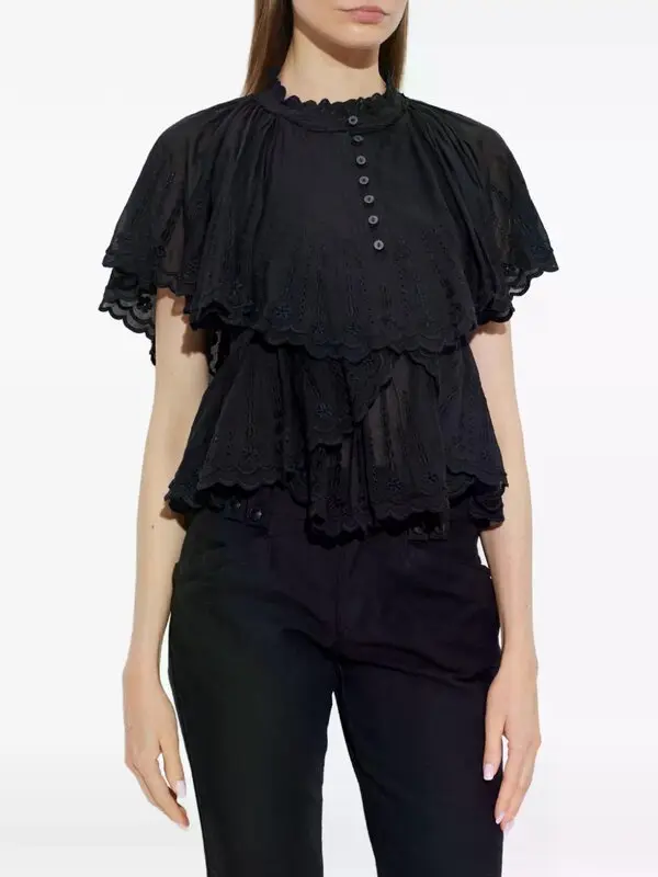 MARANT ETOILE Lorna Broderie-anglaise Cape Top - Black