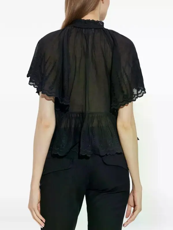 MARANT ETOILE Lorna Broderie-anglaise Cape Top - Black