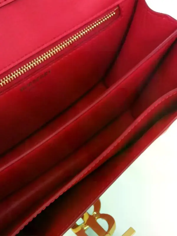 Burberry Smooth Calfskin Tb Crossbody Bag - Red