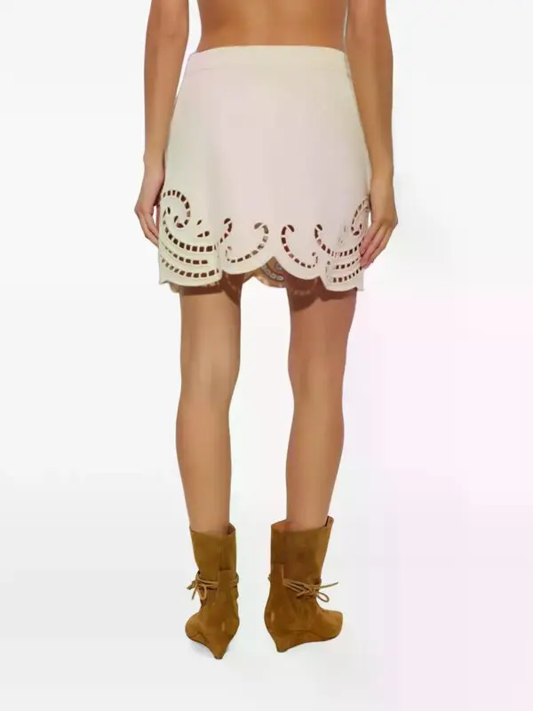 Ulla Johnson Cadiz Eyelet Embroidered Mini Skirt - Neutrals