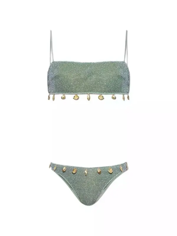 Oseree Shell-charm Metallic Bikini - Green