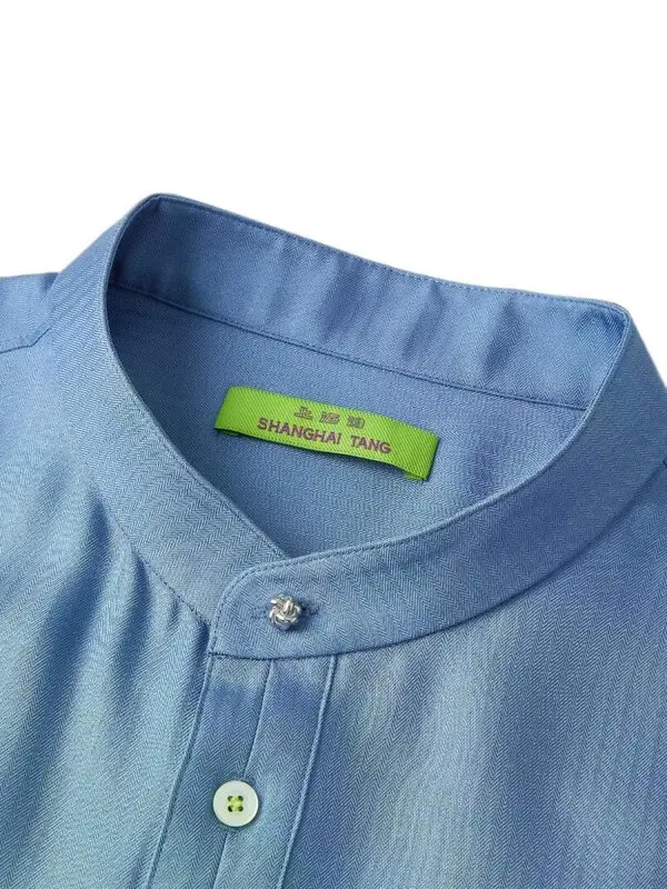 Shanghai Tang Herringbone-pattern Short-sleeved Polo Shirt