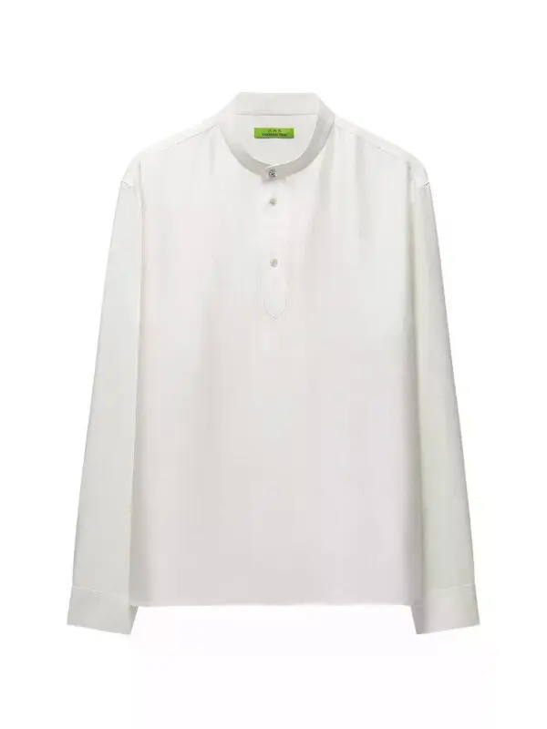 Shanghai Tang Herringbone-weave Half-placket T-shirt