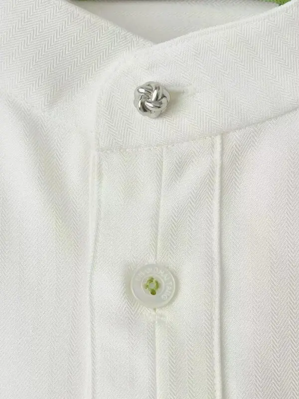Shanghai Tang Herringbone-weave Half-placket T-shirt