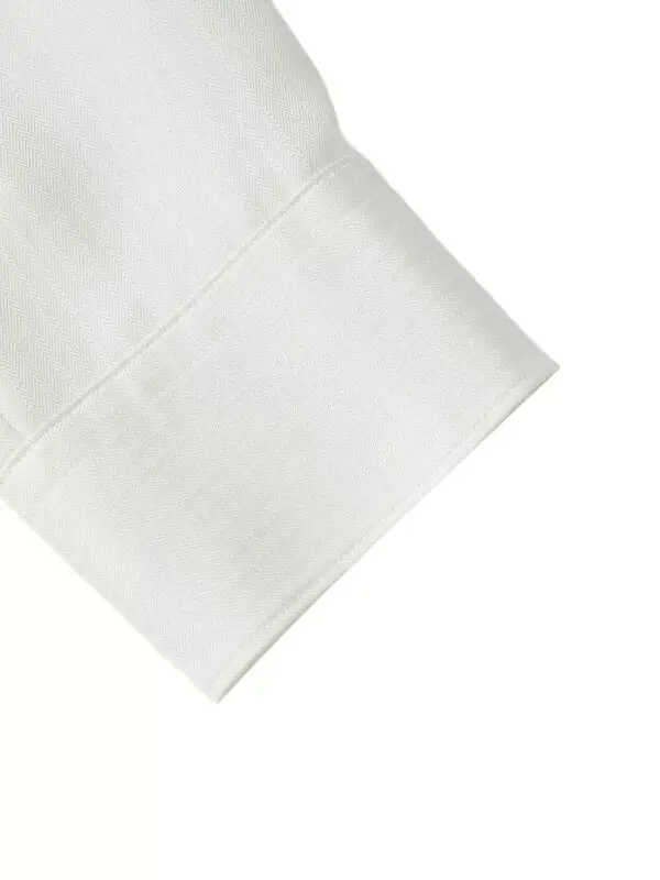 Shanghai Tang Herringbone-weave Half-placket T-shirt
