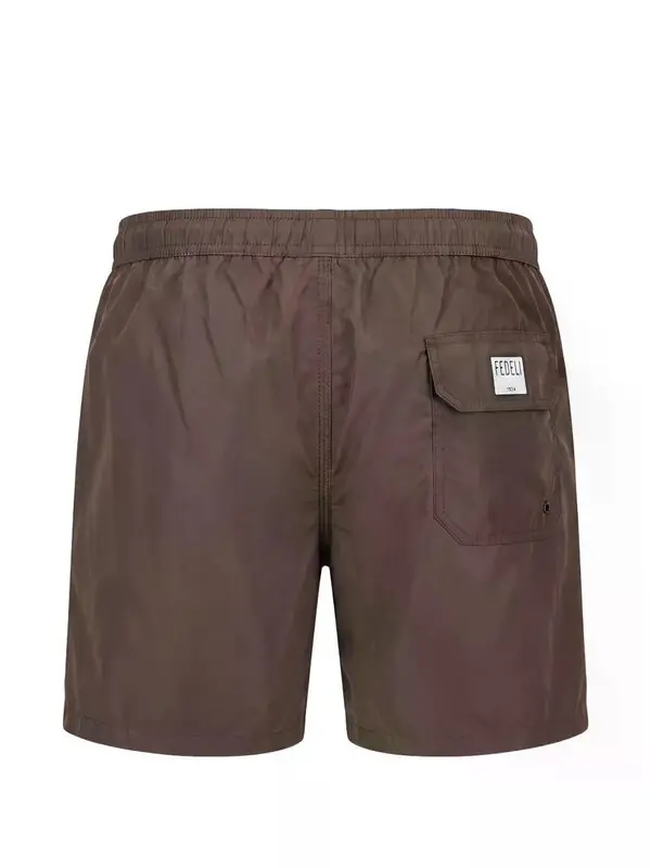 Fedeli Drawstring-waist Logo-patch Swim Shorts