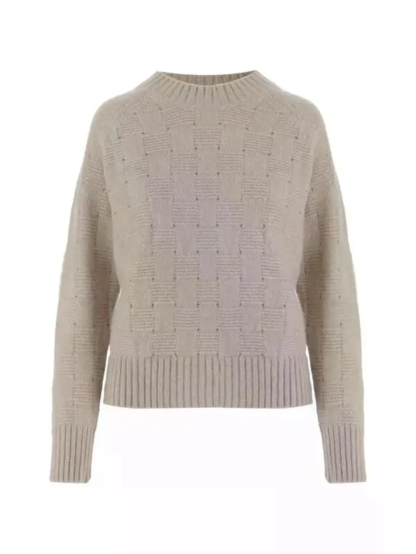 ALLUDE Basket-weave Crew Neck Sweater - Neutrals