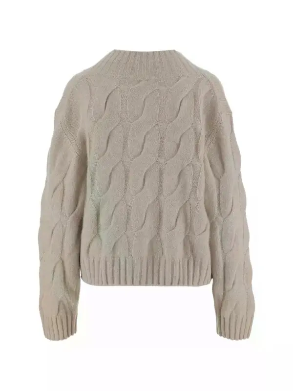 ALLUDE V-neck Cable-knit Sweater