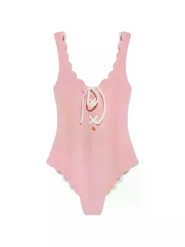 Marysia Palm Springs Tie Scalloped Swimsuit - Pink