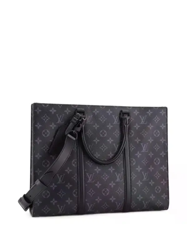 LOUIS VUITTON Monogram Eclipse Canvas Sac Plat Zipper Tote Bag