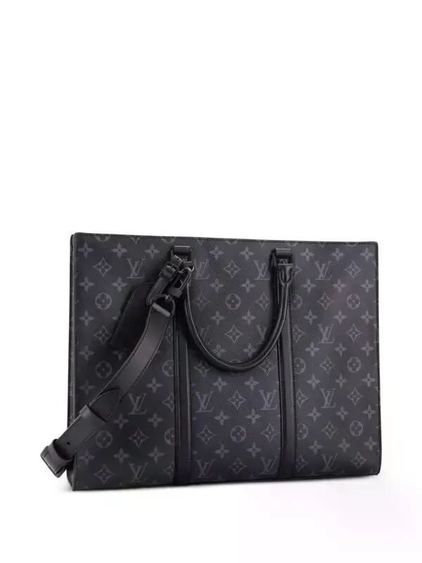 LOUIS VUITTON Monogram Eclipse Canvas Sac Plat Zipper Tote Bag