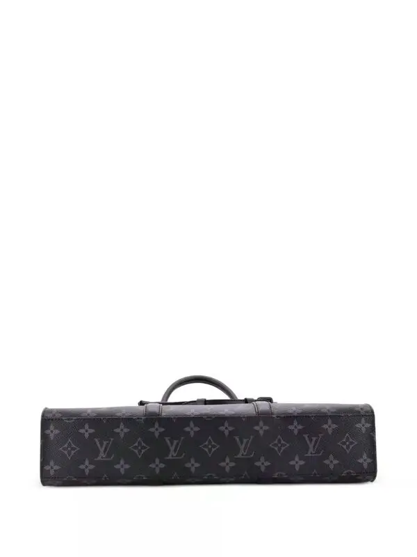 LOUIS VUITTON Monogram Eclipse Canvas Sac Plat Zipper Tote Bag