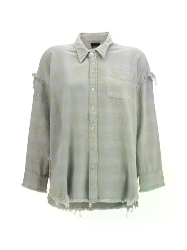 R13 Check Frayed-edge Shirt