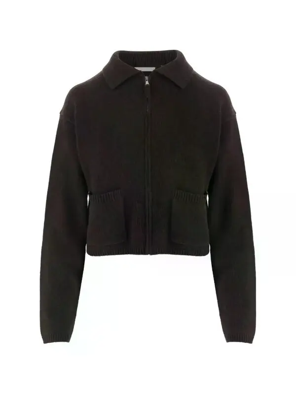 ALLUDE Zip-up Patch-pocket Cardigan