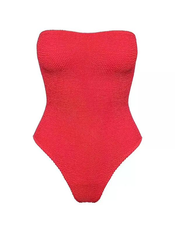 SOFIA ERHAN Kaia Strapless Crinkle Swimsuit - Red